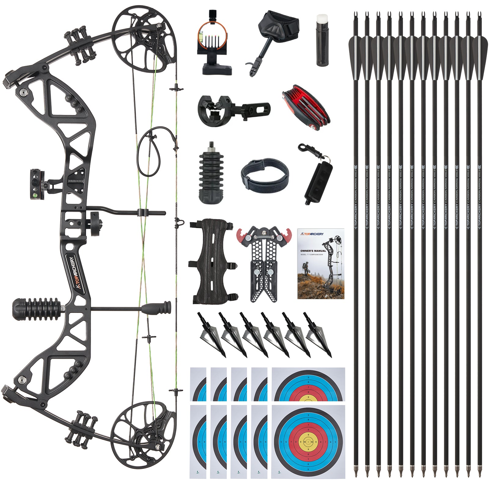 30-70lbs TopArchery T7 Archery Compound Bow Arrows Set – HuntingDoor.com