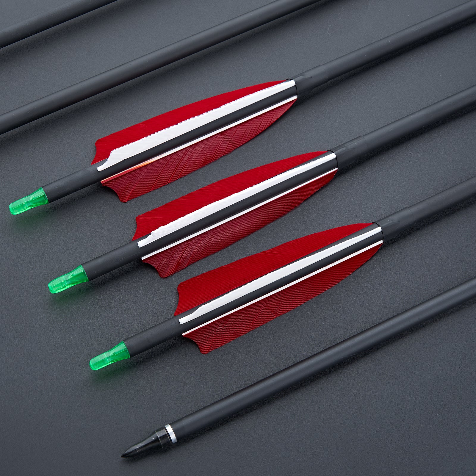 12x 31" OD 7.8mm ID 6.2mm Spine 500 Archery Arrows 4" Shield Turkey Fe ...