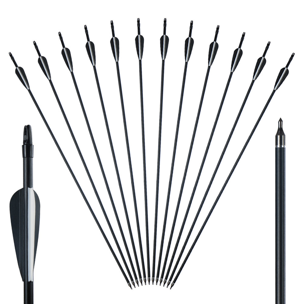 12x 31.5" OD 8mm ID 6mm Spine 1000 Fiberglass Archery Arrows Replaceab ...
