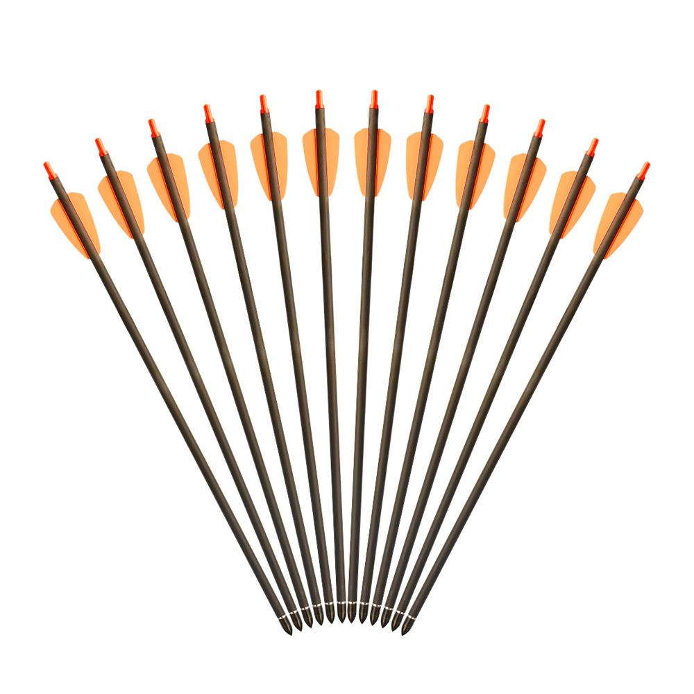 12x 15" OD 7.5mm ID 6.2mm Spine 350 Pure Carbon Crossbow Arrows Replac ...