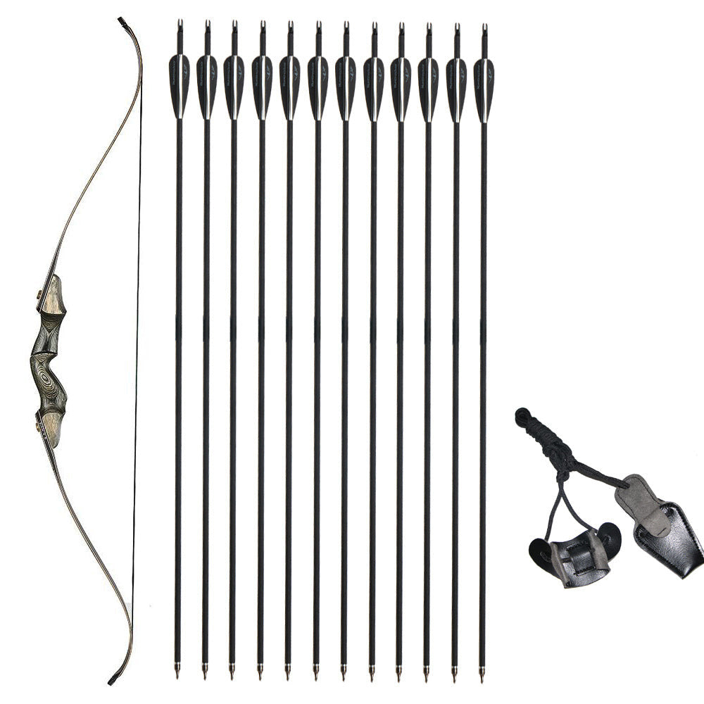60" Laminated Takedown Recurve Bow with 12x Carbon Arrows Stringer Arc ...
