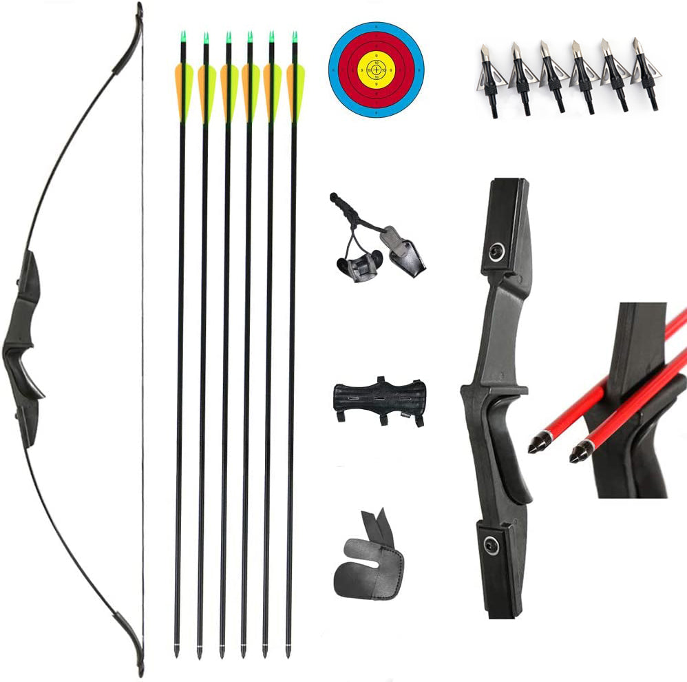 TopArchery 57" Ambidextrous Takedown Recurve Bow 6x Arrow 6x Broadhead ...