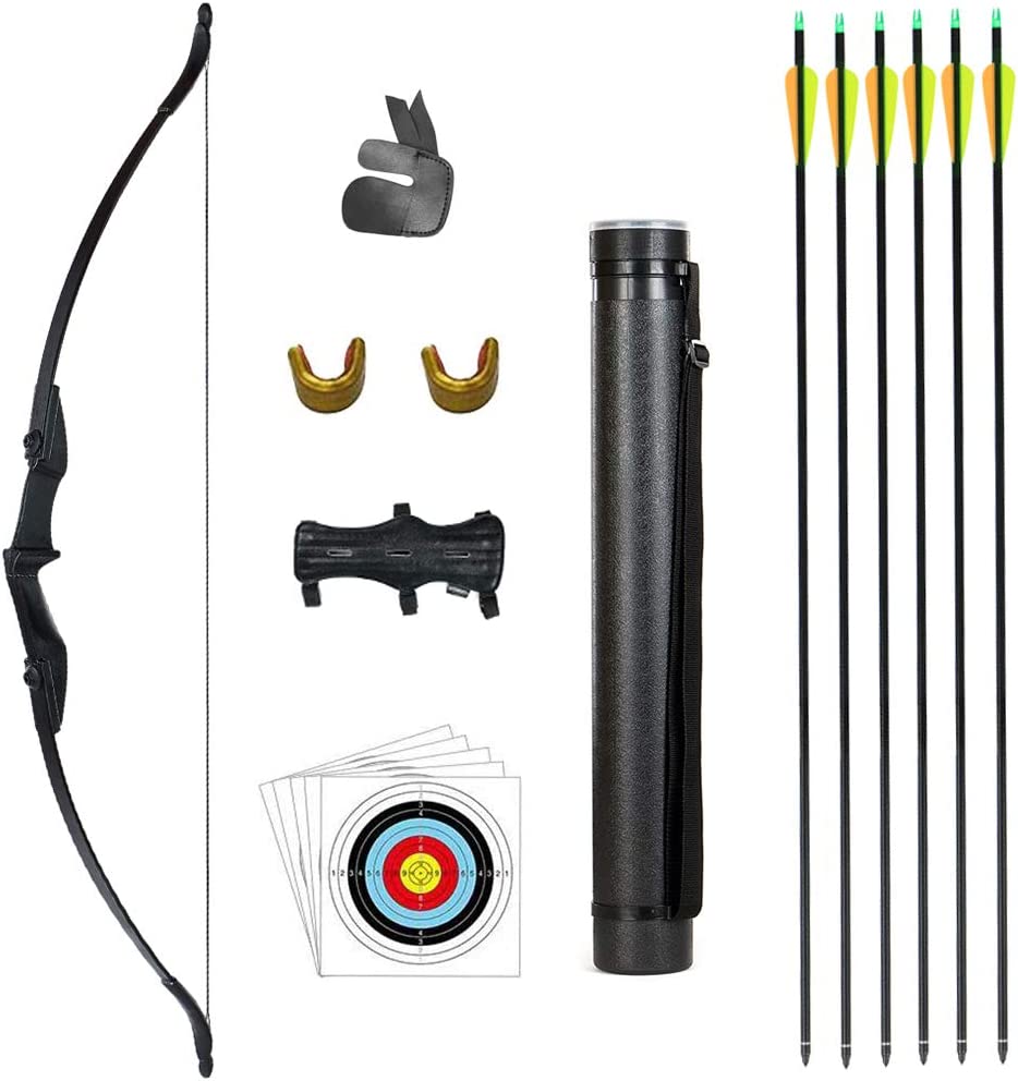 TopArchery 57" Ambidextrous Takedown Youth Recurve Bow and 6x Arrow Se ...