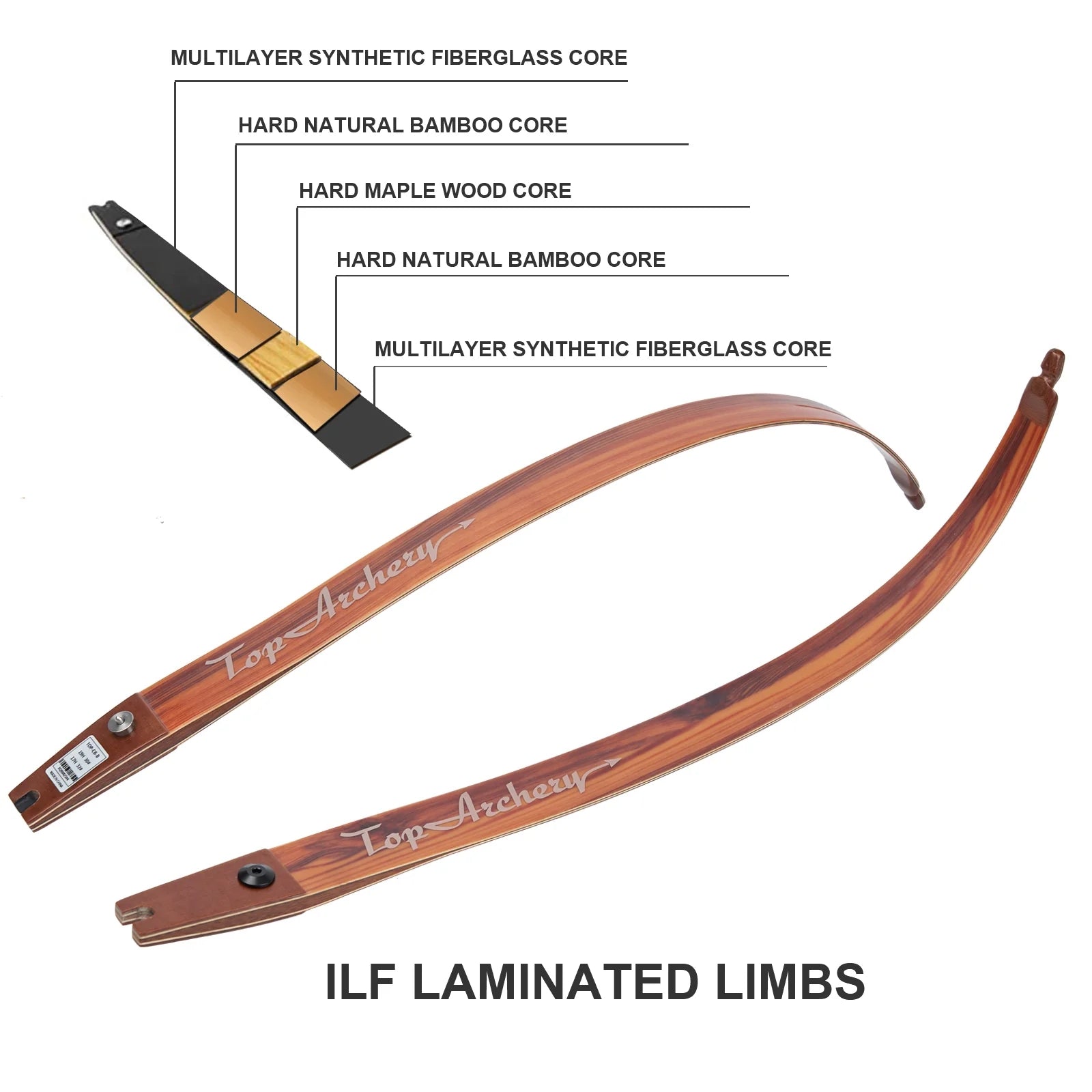 TopArchey Wood Grain ILF Separate Limbs for Takedown Archery Recurve B ...